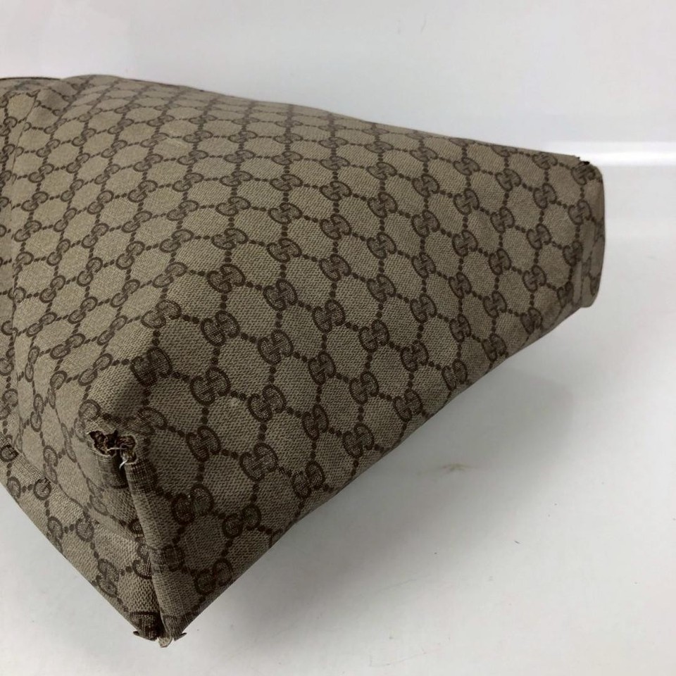 GUCCI 39.02.003 GG Canvas Sherry Line Tote Bag Beige Brown Logo From ...
