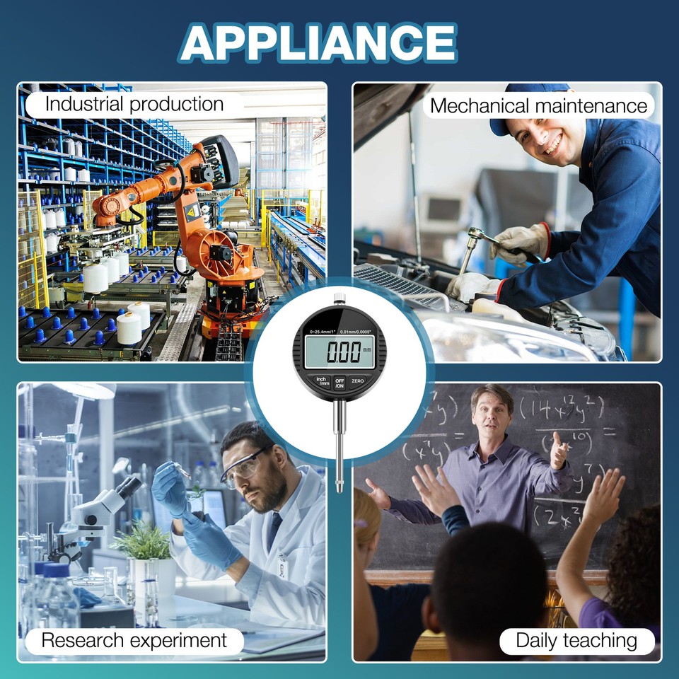 Digital Dial indicator DTI 0.01mm/.0005" Range 0-25.4mm/1" Clock ...
