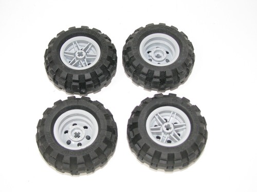 Lego 56 x 26 Lot 4 Large Tires With Gray Rims axle balloon 56145 55976 ...