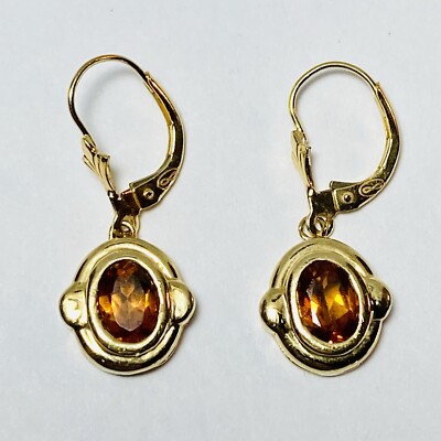 STS Jewels 14K Yellow Gold 2.0ctw Mandarin Garnet Dangle Leverback ...