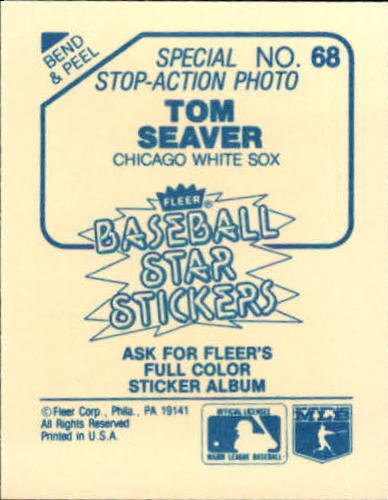 1985 Fleer Star Stickers #68 Tom Seaver SA - NM-MT | eBay