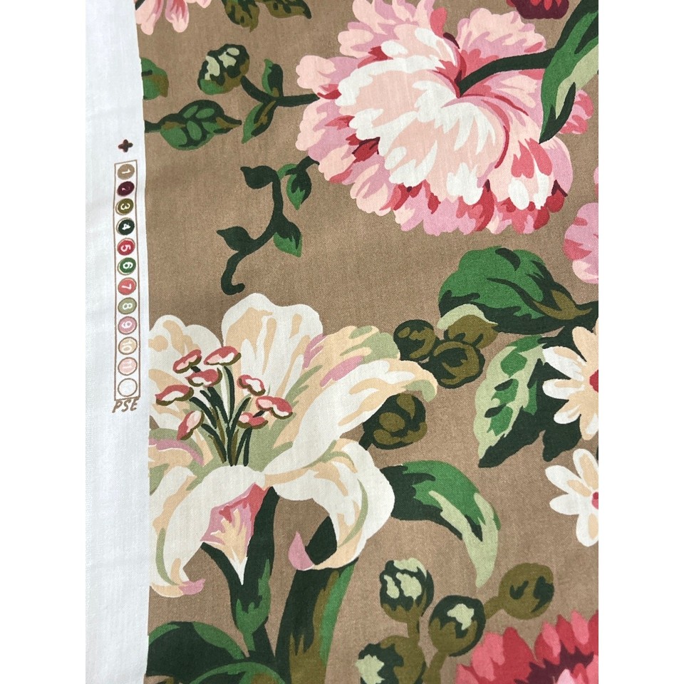 Vtg Cyrus Clark Upholstery Drapery Fabric Lush Floral Pink Cream Tan ...