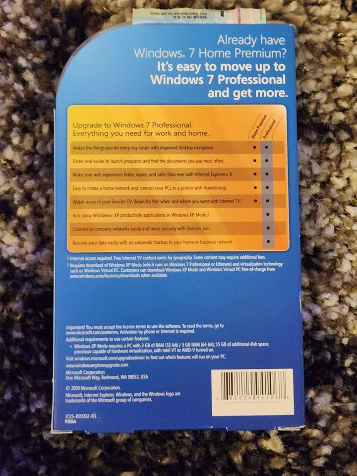 Microsoft Windows 7 Professional Upgrade Anytime X15-80592-01 from ...