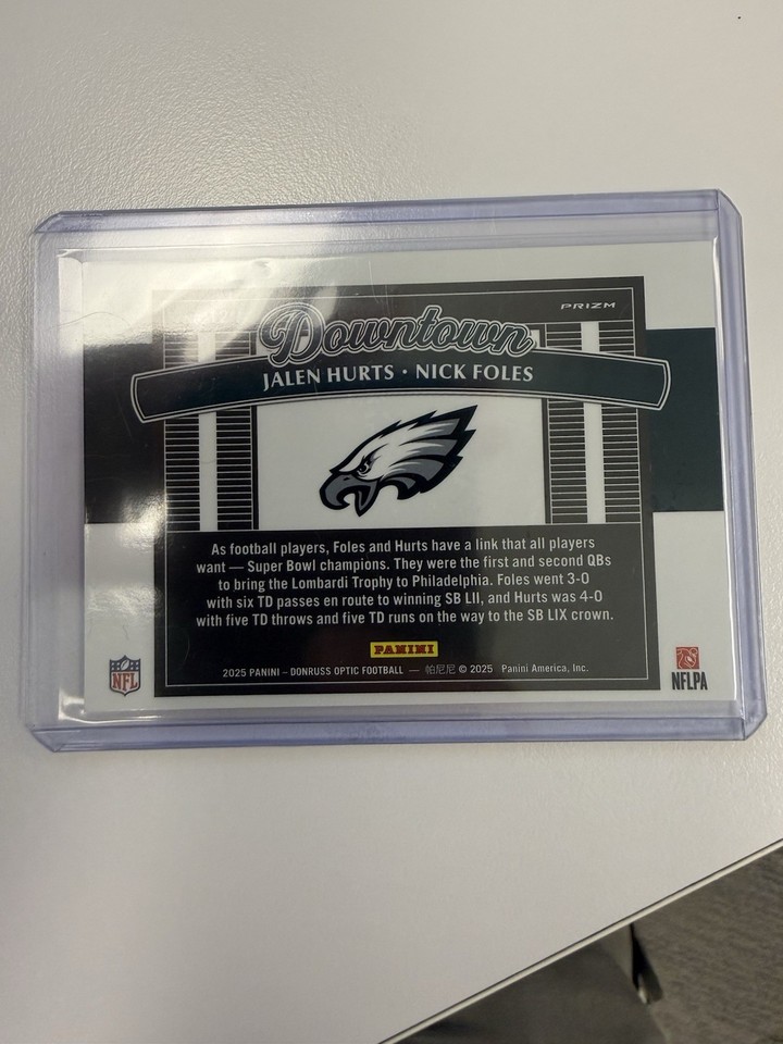 2025 Donruss Optic Jalen Hurts Nick Foles Dual Downtown Eagles SSP | eBay
