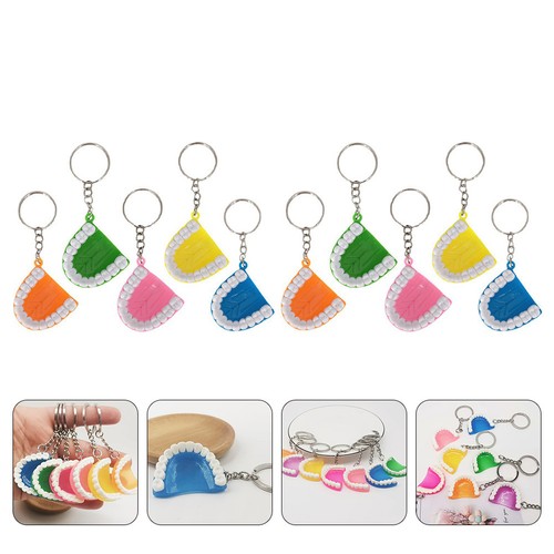 10 Pcs False Teeth Key Rings Cute Keychain Charms Funny Keychains ...