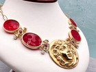 TAGLIAMONTE (SH446-Red) 18K Cameo Necklace*46.8GM*Rubies,Pearls*Reg ...