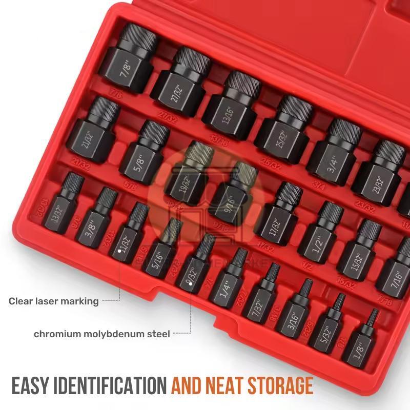 25PCS Multi-Spline Screw Extractor Set Hex Head Bit Socket Wrench Bolt ...