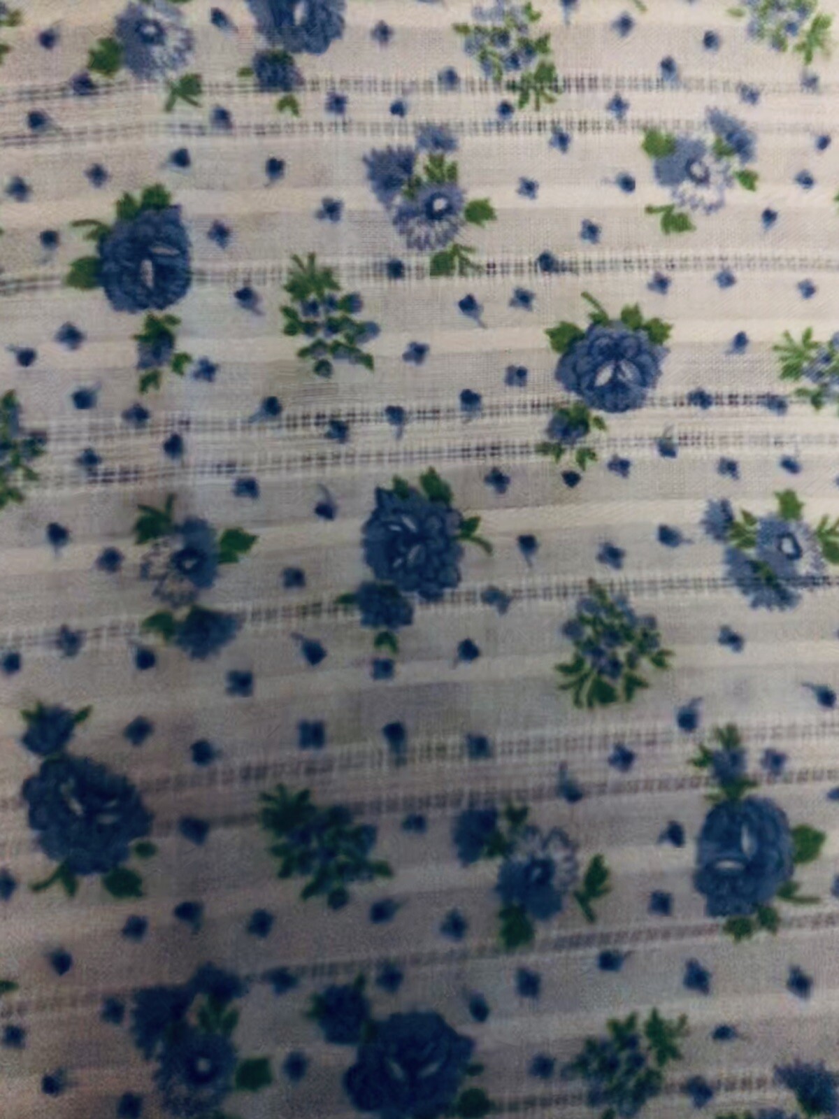 VTG Beautiful Feminine Blue Florals Scattered on Light Blue DIMITY ...