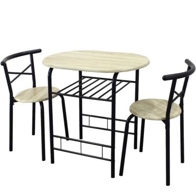 3Pcs Modern Dining Table Set 1 Desk & 2 Chairs Metal Frame Kitchen Cafe ...