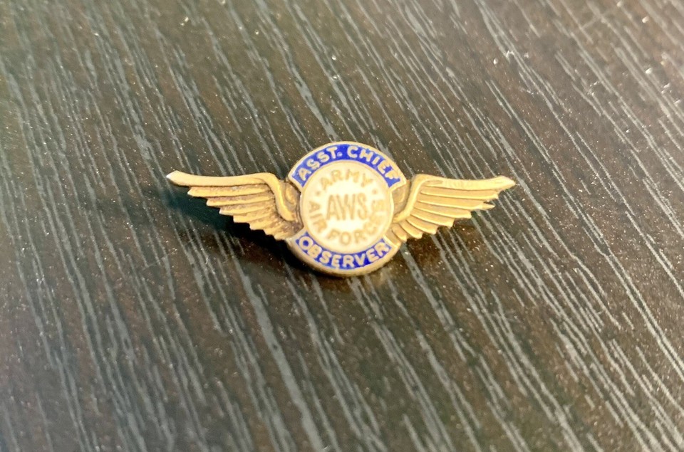 Vintage WW2 Army Air Force Asst. Chief Observer Pin AWS Air Warning ...