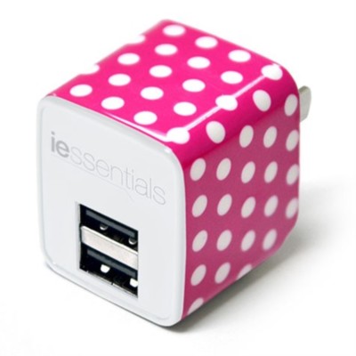 iEssentials Dual USB 2.4A 10W Wall Charger - Pink Dots | eBay