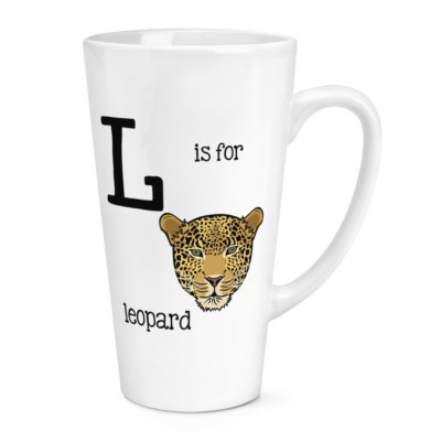 Letter L Is For Leopard 17oz Large Latte Mug Cup - Funny Animal Cat ...