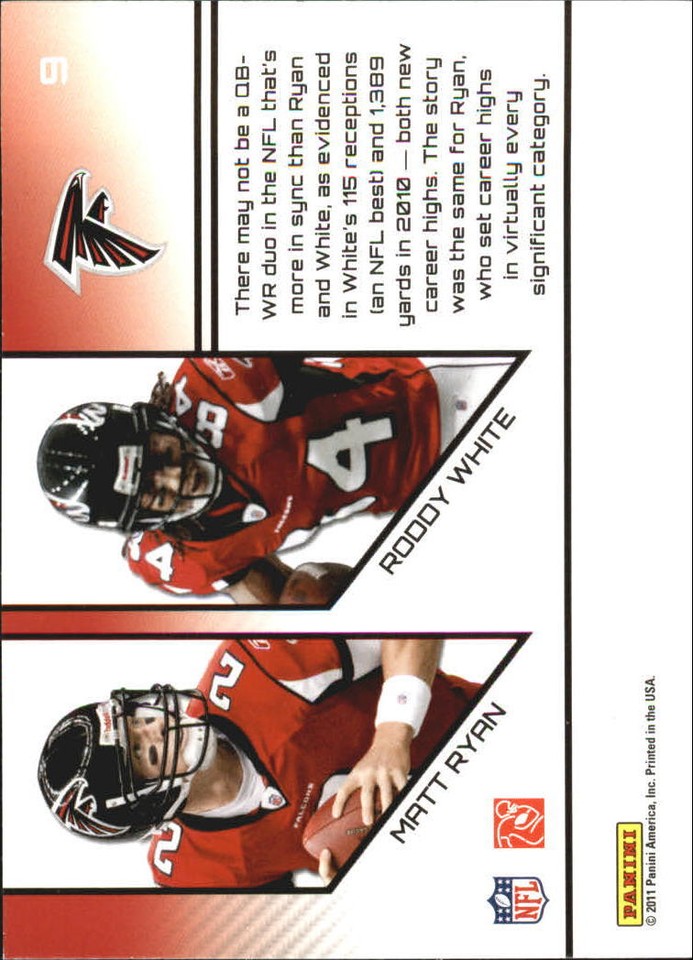 2011 Prestige Connections Atlanta Falcons Football Card #9 Matt Ryan ...