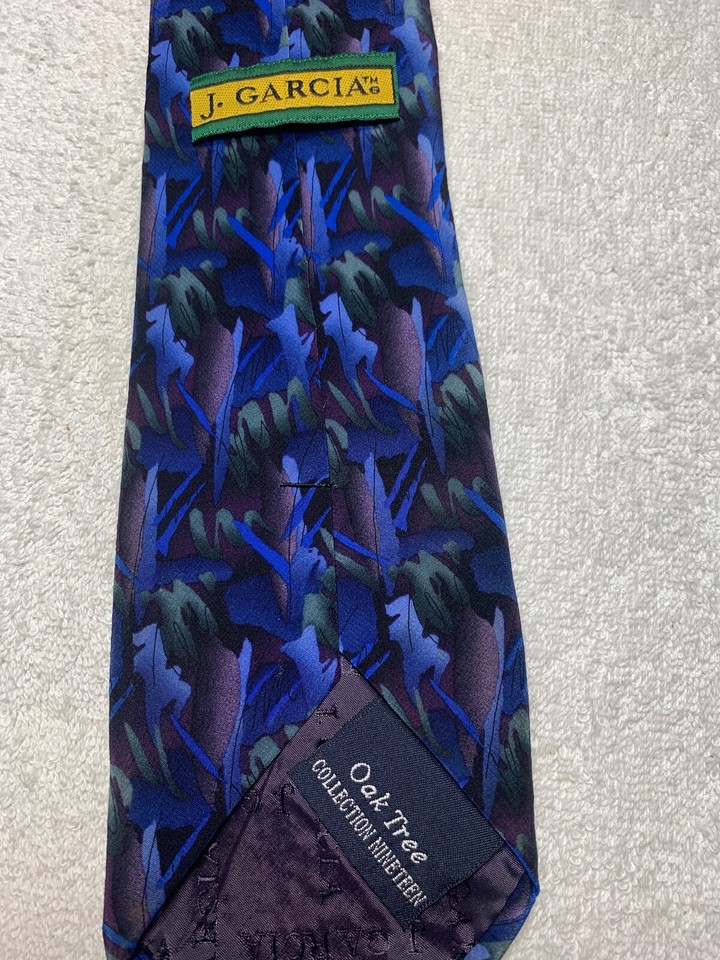 J GARCIA MENS TIE BURGUNDY BLUE GRAY OAK TREE 4 X 61 | eBay