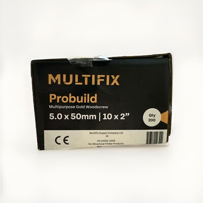 Multifix-Trade Woodscrews Probuild Gold 5.0 x 50mm | 10 X 2 (QTY 200 ...