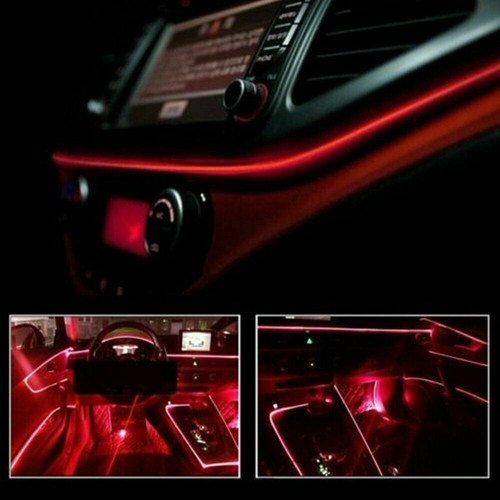 12V Red LED Decor Atmosphere Wire Strip Light Lamp Car Interior ...
