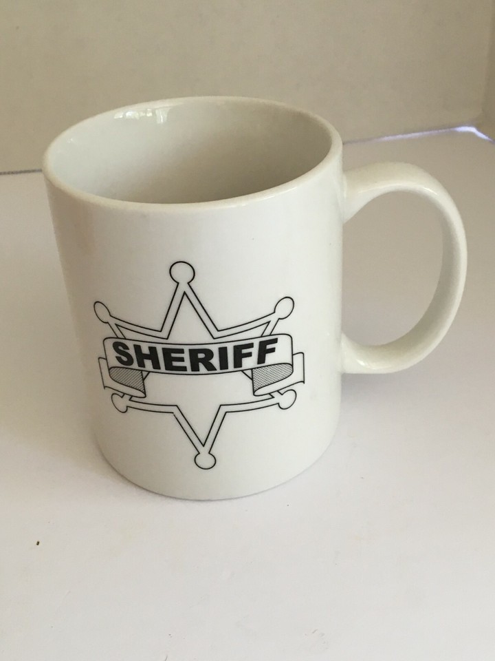 Sheriff White Black Lettering "SHERIFF" Mug Collectable Police Coffee ...