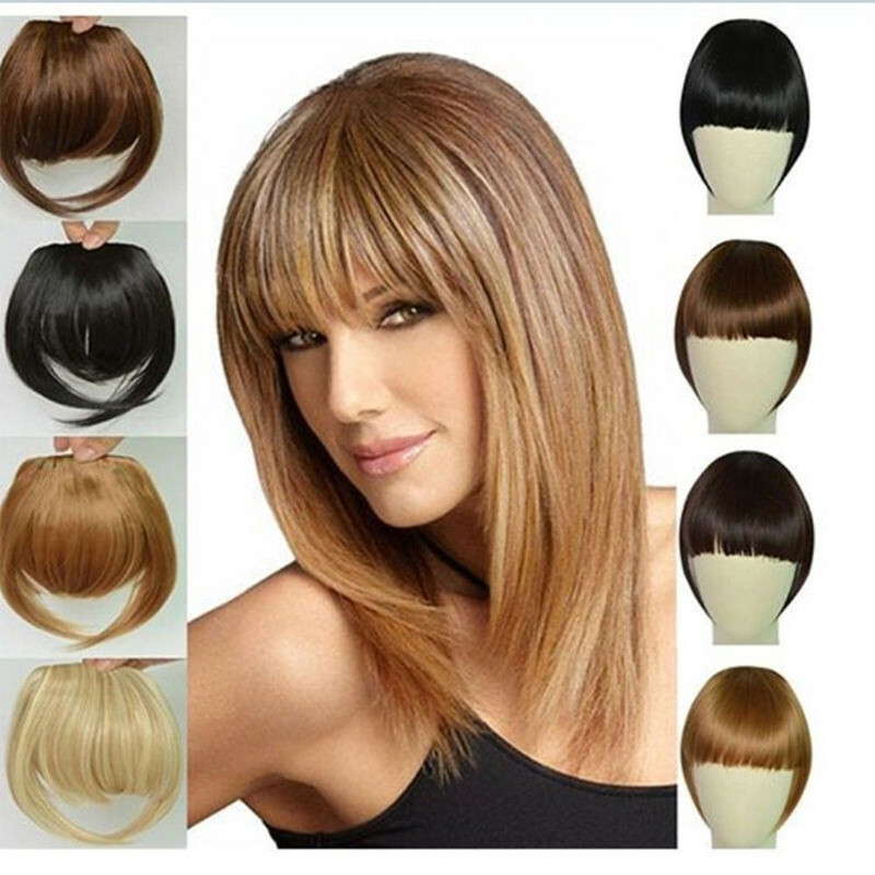 Clip in Thick Bangs Extensions Fringe Front Neat Natural Front ...