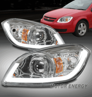 Fit 05-10 Chevy Cobalt LED Tube Projector Headlights Headlamps Chrome ...