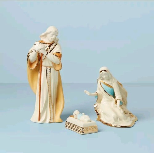 Lenox First Blessing Porcelain 3-Piece Hand-Painted Nativity Set, Holy ...