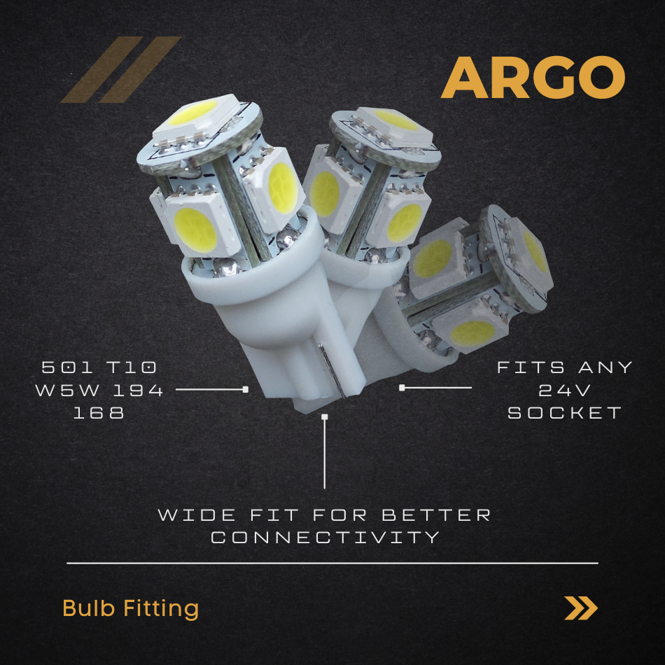 24v 501 White Led T10 Truck HGV Hella Lorry W5w Side Light Bulbs Wedge ...