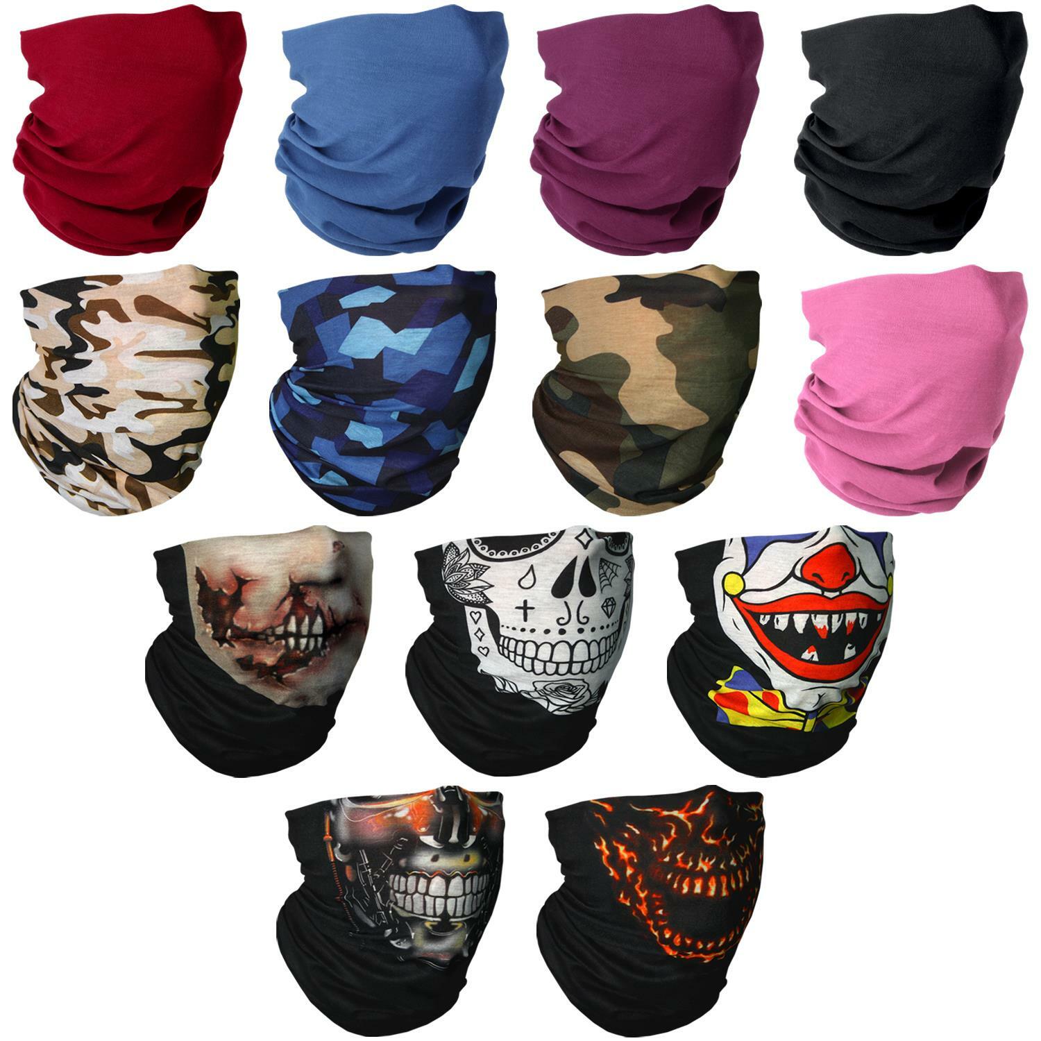 Seamless Bandana Face Covering Mask Biker Gaiter Tube Snood Scarf Neck ...