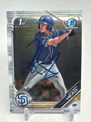 HUDSON HEAD SIGNED 2019 1st BOWMAN Chrome BASEBALL CARD Pittsburgh ...