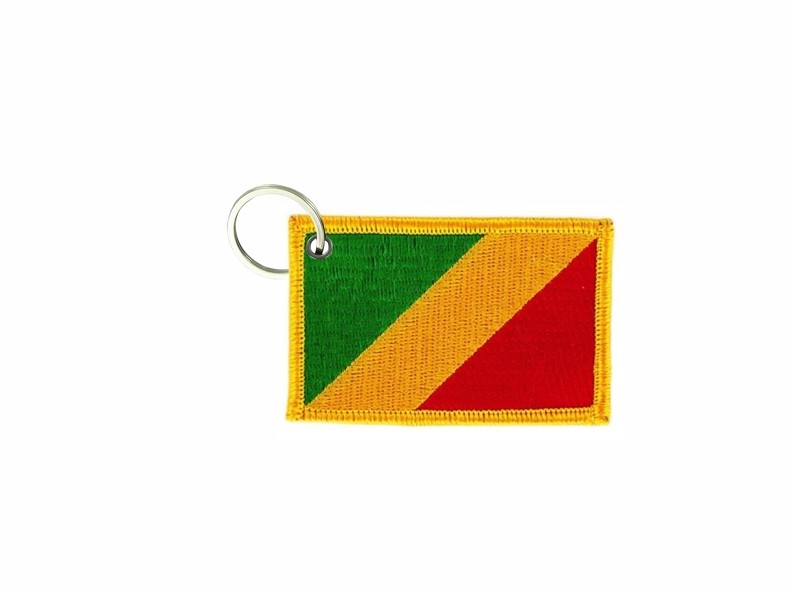 Keychain keyring embroidered embroidery patch double sided flag congo ...
