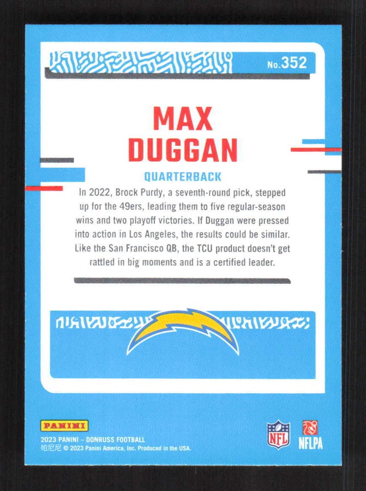 Max Duggan RC 2023 Donruss Los Angeles Chargers #352 | eBay