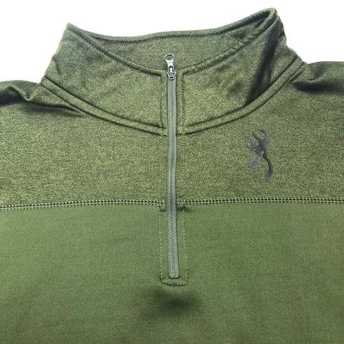 Browning Pullover Mens L Olive Green 1/4 Zip Mockneck Hunting Logo ...