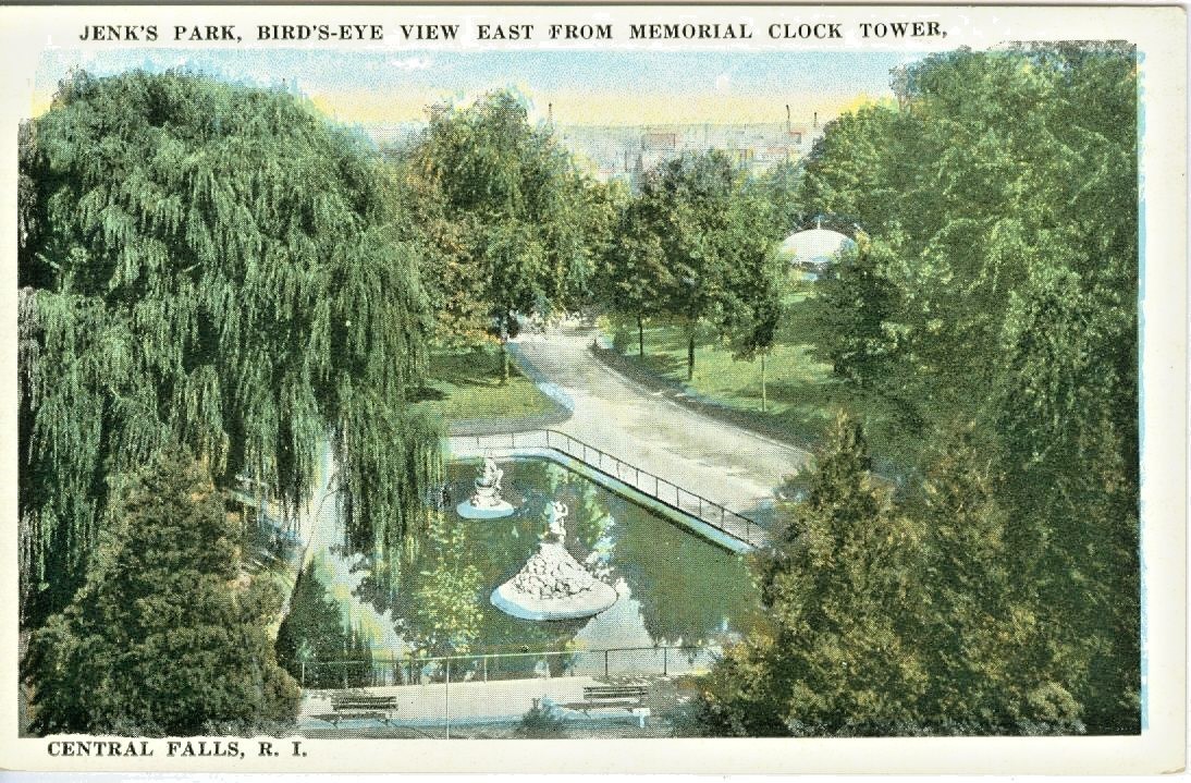 Central Falls RI Bird's Eye View of Jenks Park from Memorial Clock ...