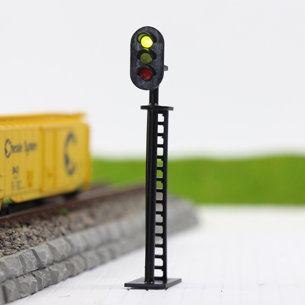 5pcs Model Railway HO Scale 3-Light Block Signal G/Y/R 6.5cm 12V Led ...