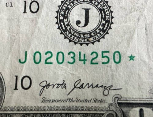 Star Note “Filled In Error” One $1 Dollar Bill “2017 J” Fancy Serial ...