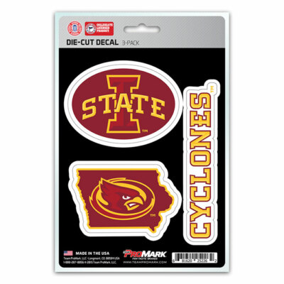 Iowa State Cyclones Set of 3 Die Cut Decal Stickers State Outline Free ...