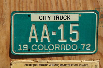 1972 Colorado AA License Plate Low Number # AA - 15 | eBay