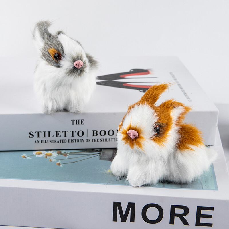 Mini Realistic Cute Plush Rabbit Lifelike Animal Easter Bunny Model ...