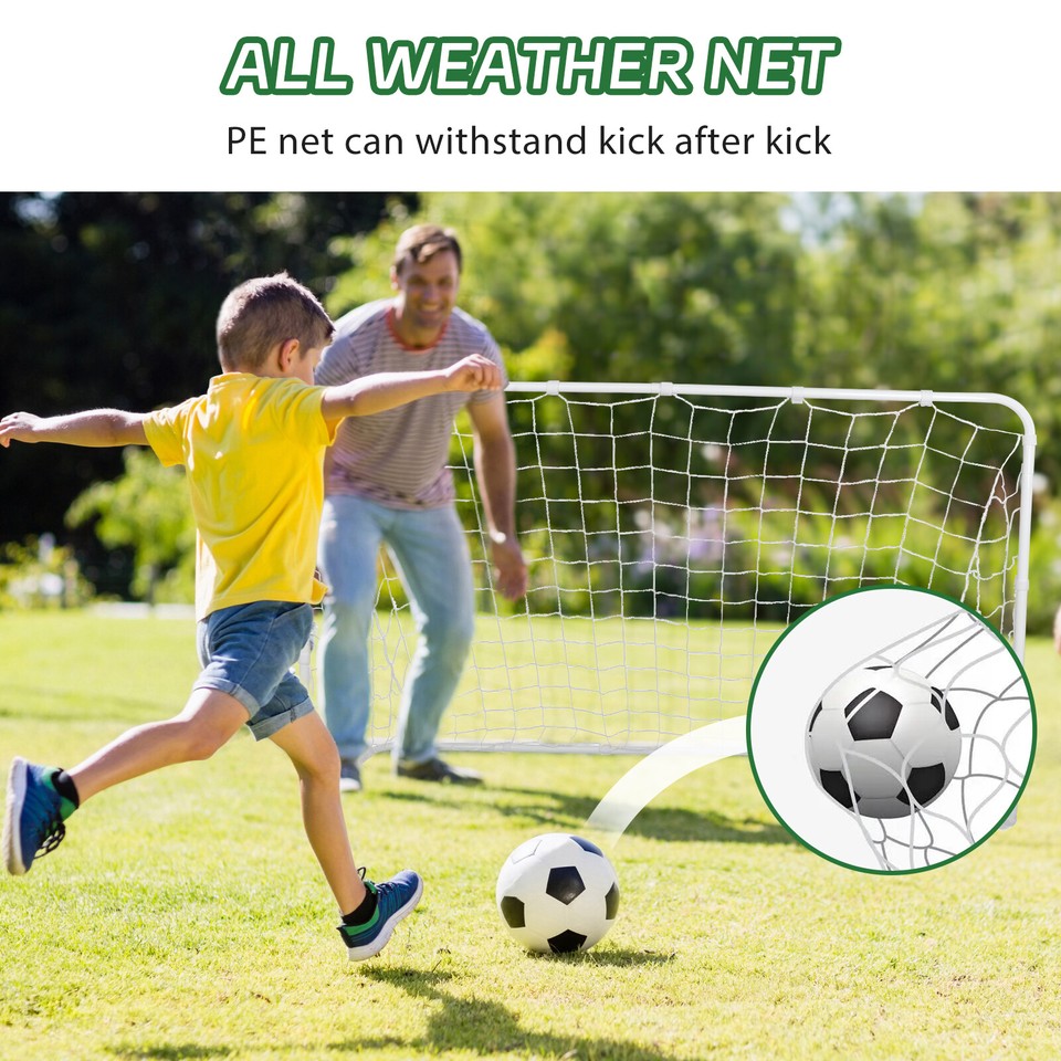 6x4 FT Portable Steel Frame Soccer Goal Net Football Sports Training ...