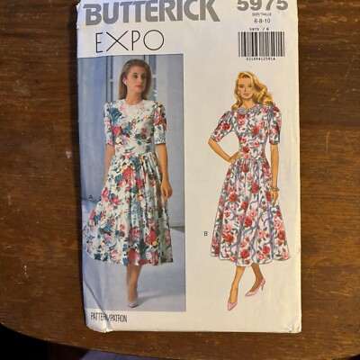 Vintage 90s BUTTERICK 5975 EXPO Romantic Dress Pattern 6-8-10 | eBay