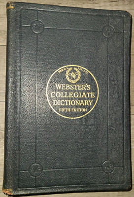 Vtg leather book, Webster's Collegiate Dictionary, Fifth Edition, 1947 ...