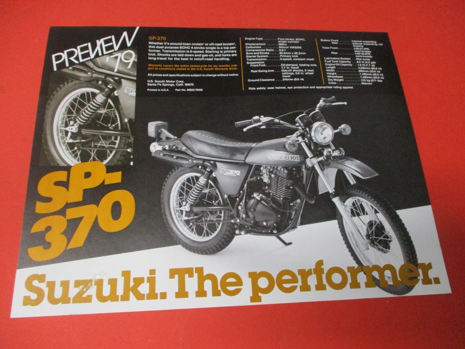 NOS NEW OEM ORIGINAL SUZUKI BROCHURE 1979 DR370 SP370 | eBay
