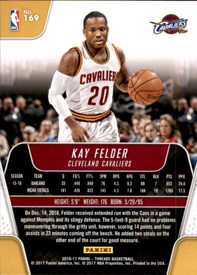 2016-17 Panini Threads #169 Kay Felder RC | eBay