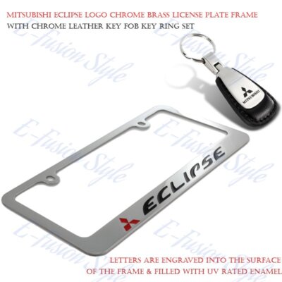 Mitsubishi ECLIPSE SET Chrome Brass Metal License Plate Frame w/ Key ...
