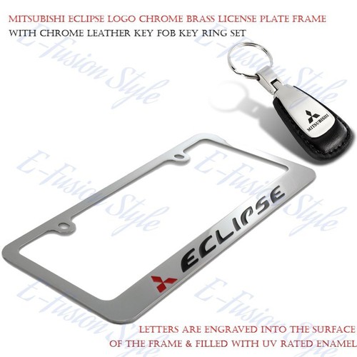 Mitsubishi ECLIPSE SET Chrome Brass Metal License Plate Frame w/ Key ...