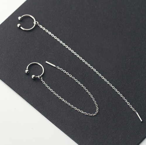 925 Sterling Silver Ear Cuff Thread Threader Line Dangle Earring | eBay