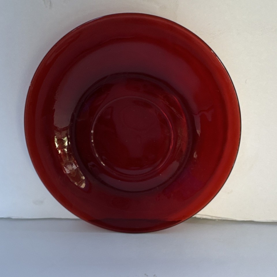 Red Glass Plate Set Glossy Finish Round Plates Decorative Tableware ...