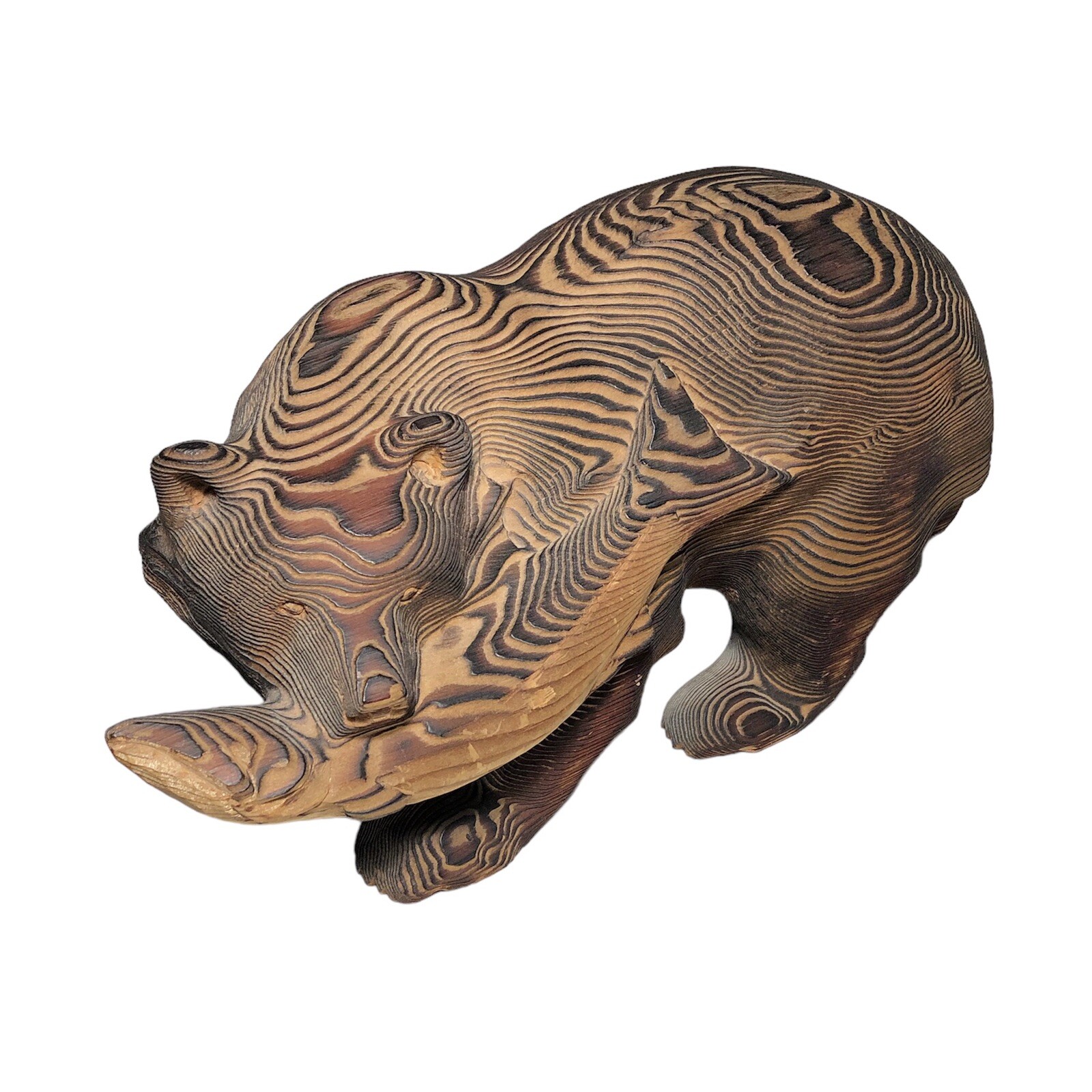 Large Witco Style Kadian Crafts Hand Carved Cedar Pyrography Bear ...