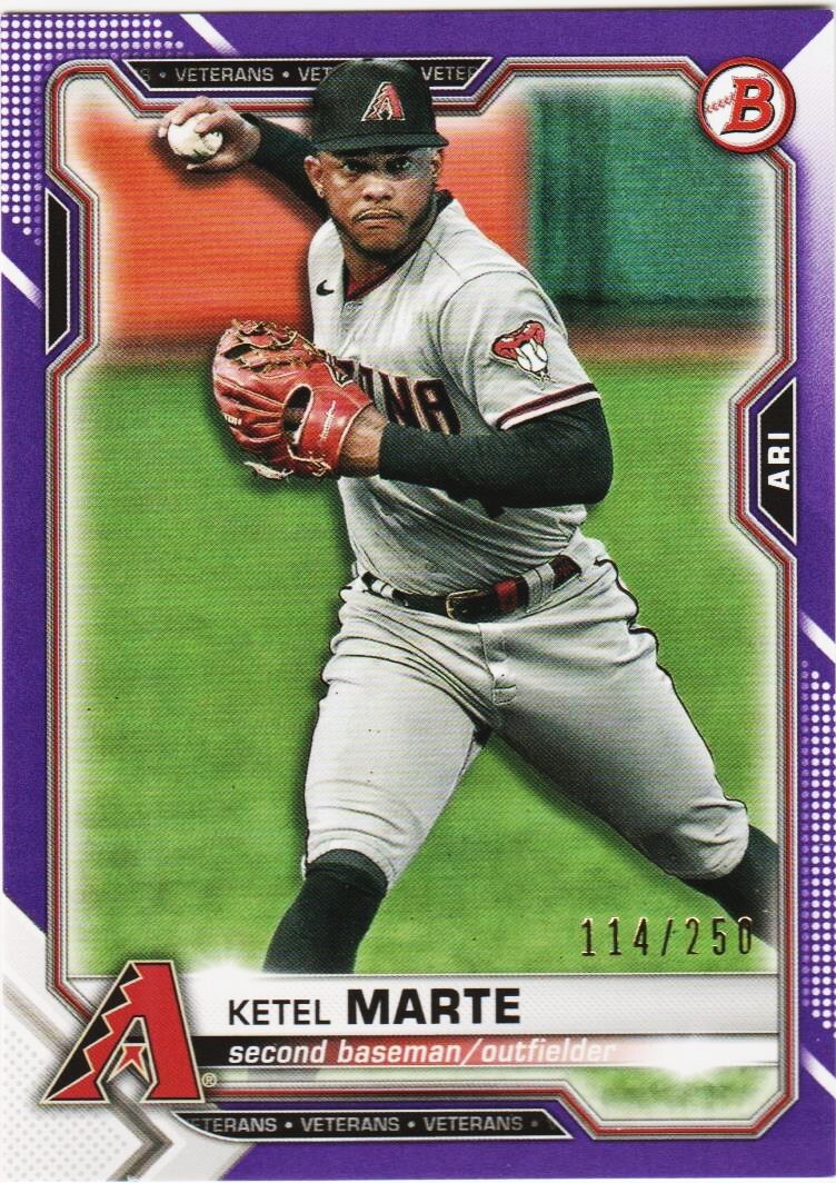 KETEL MARTE 2021 BOWMAN PURPLE BORDER /250 SP PARALLEL CARD # 63 DIAMONDBACKS | eBay