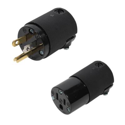 Hubbell AC Female & Male Edison Plug Set 15 Amp Black | eBay
