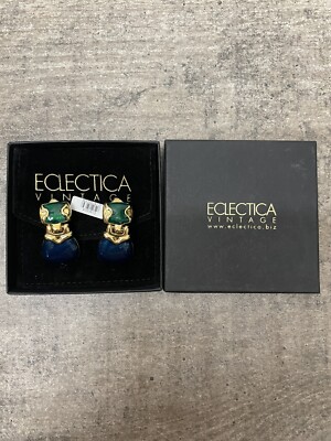 Eclectica Vintage Clip-On Drop Earrings Dated Circa 1980s Gold Plated ...