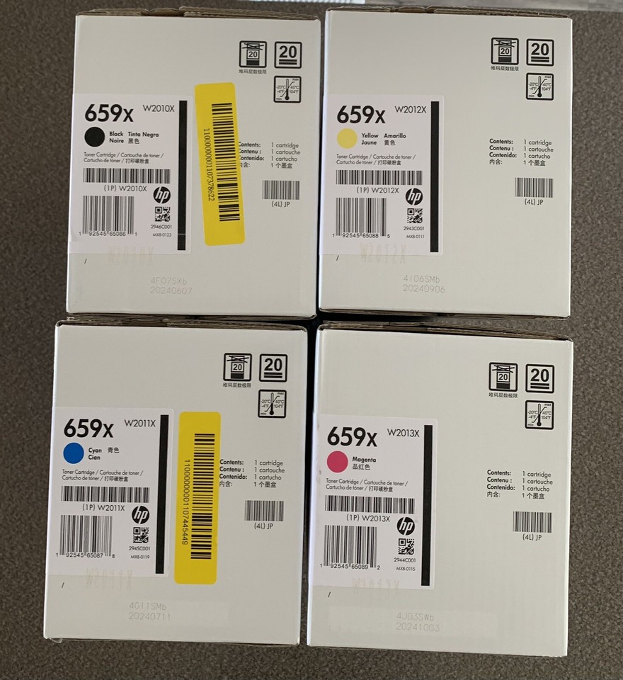 HP 659X Set Of 4 Toners Cartridges B,Y,C,M W2010X W2011X W2012X W2013X ...